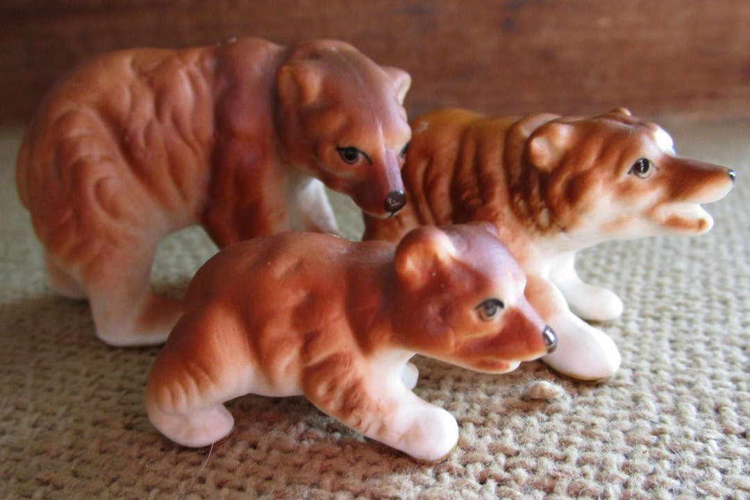 Vintage Miniature Bone China Bear Figurines Collectible Miniature ...