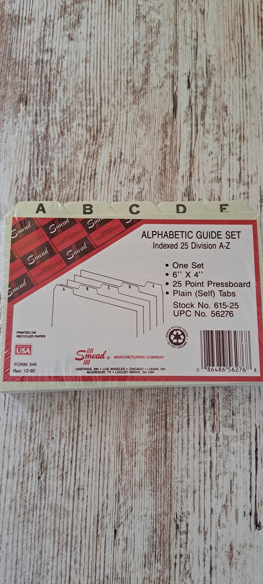 Vintage Smead Mfg Co Alphabetic Guide Set Index A-Z Pressboard NOS ...