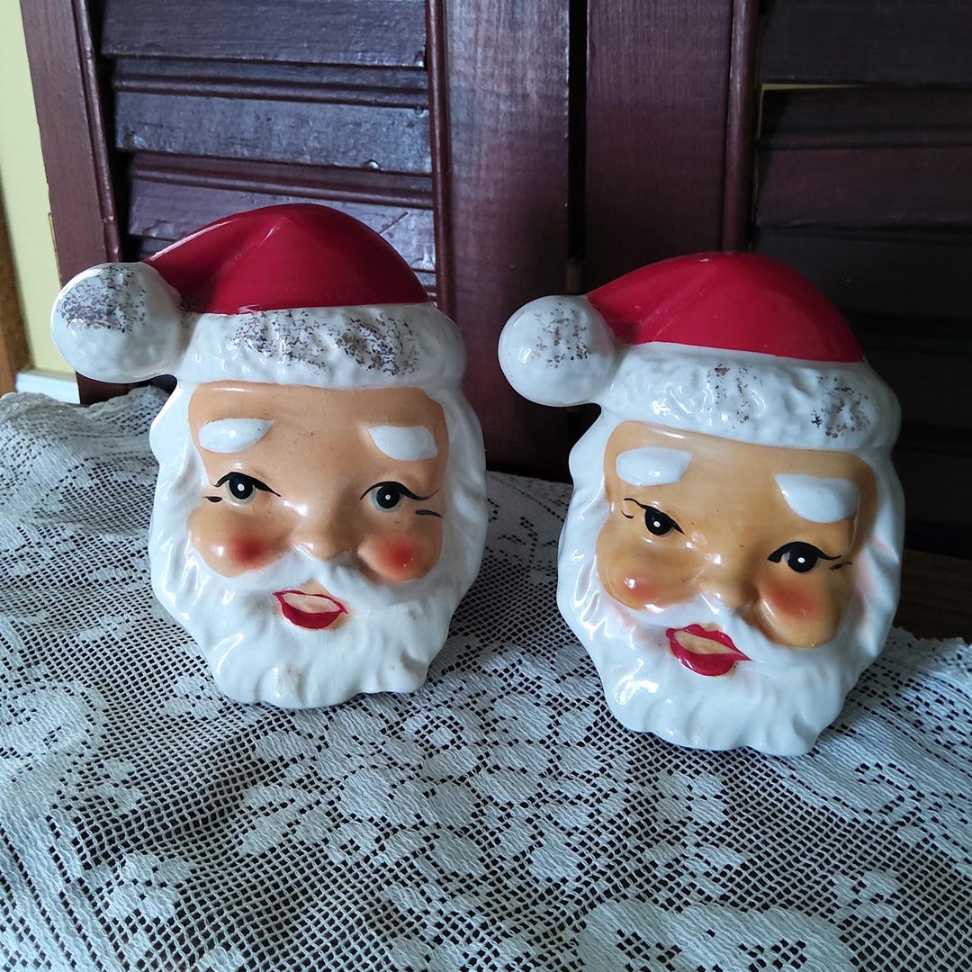 Vintage Ceramic Santa Salt and Pepper Shakers Jolly Holiday Christmas ...