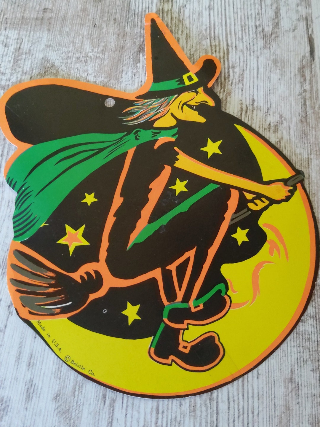 Vintage Beistle Company Witch on Broom With Moon Double-sided - Etsy