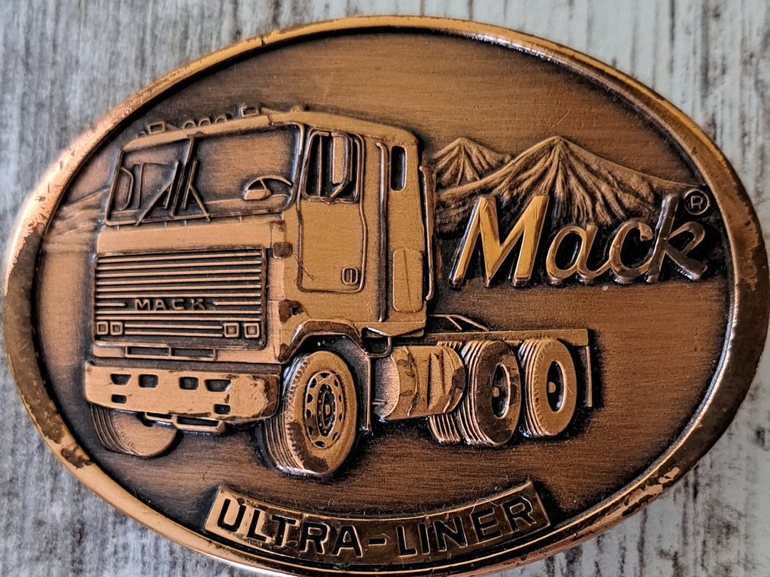 Vintage Mack Truck Ultra-liner Belt Buckle Bronze/copper Colored Cast ...