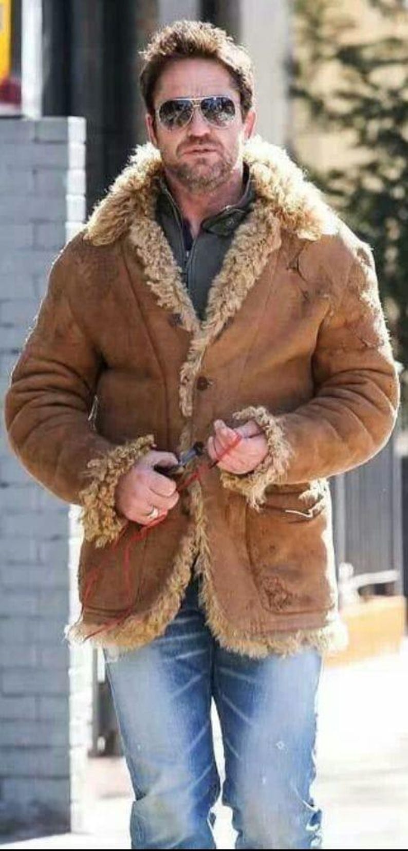 Gerard Butler Inspired Vintage Brown Wool & Faux Fur Winter Jacket - Etsy