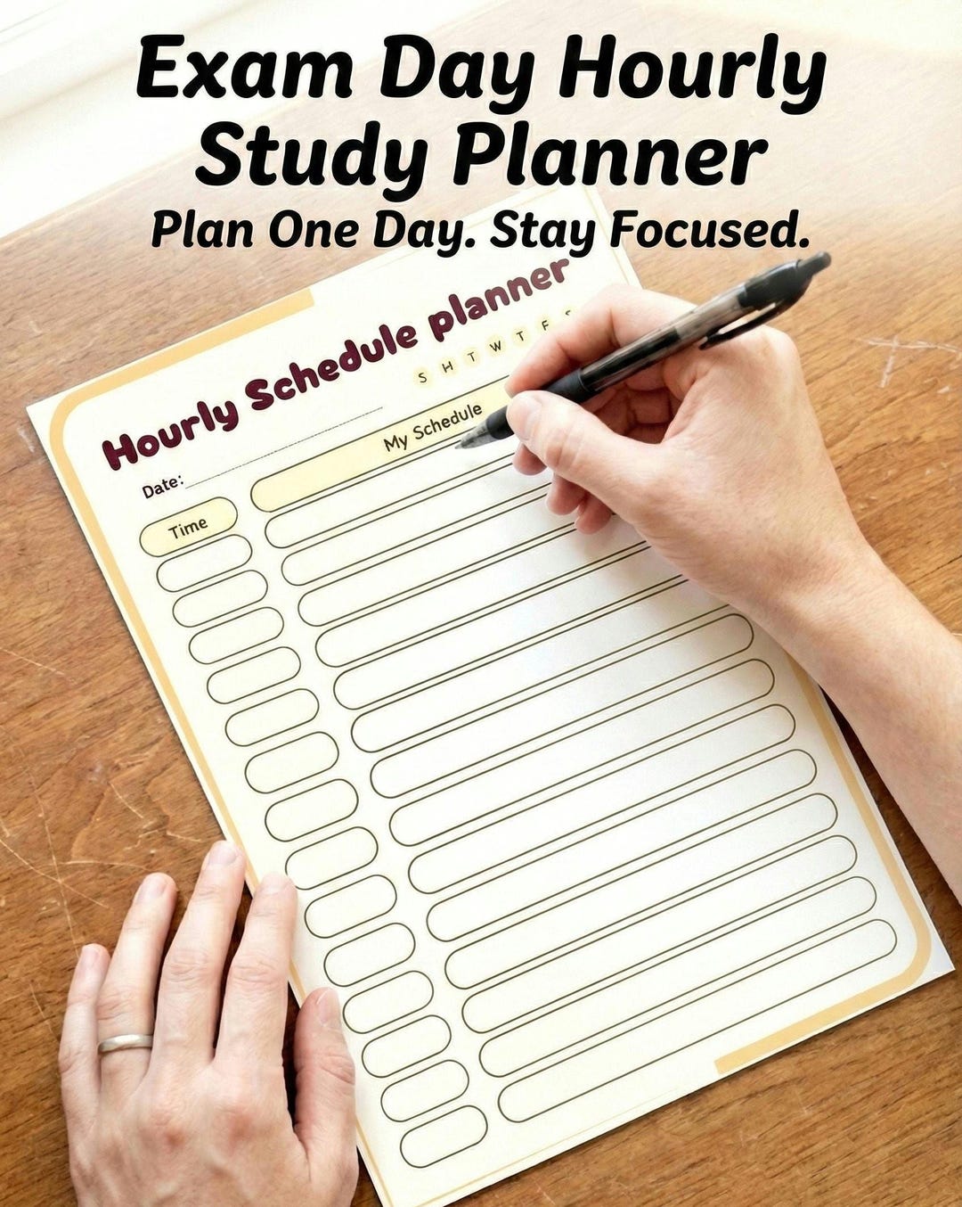 Exam Day Hourly Study Planner | One-day Time Blocking Sheet for ...