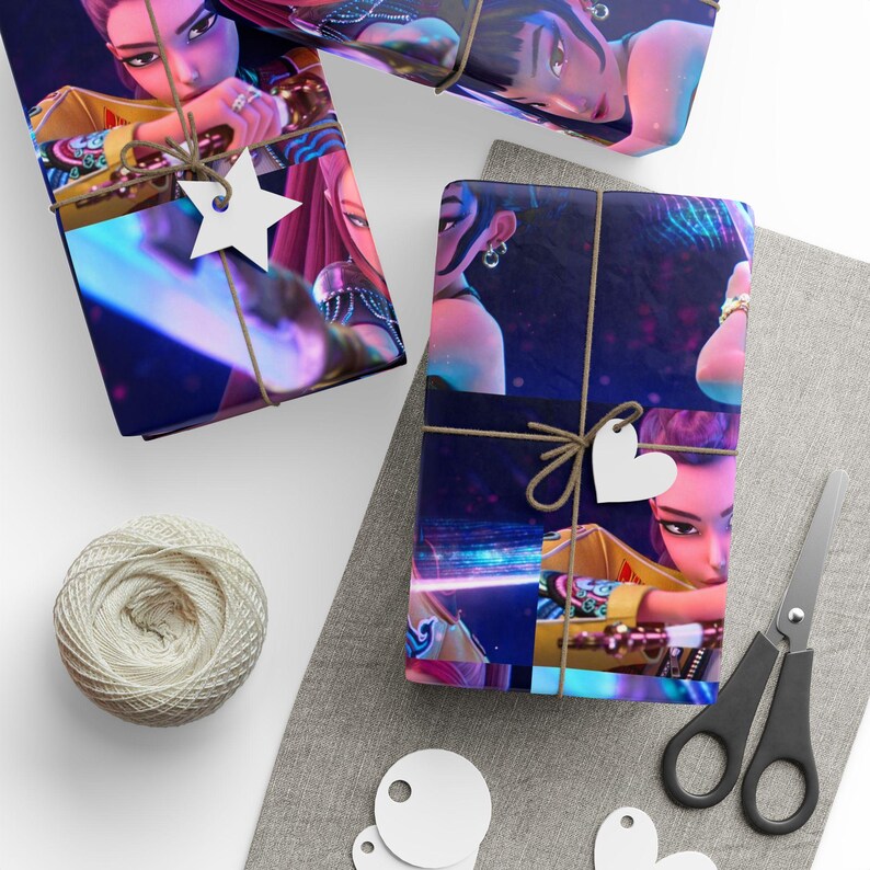 Demon Hunters Inspired Wrapping Paper, Huntrix K-pop Fantasy Gift Wrap ...