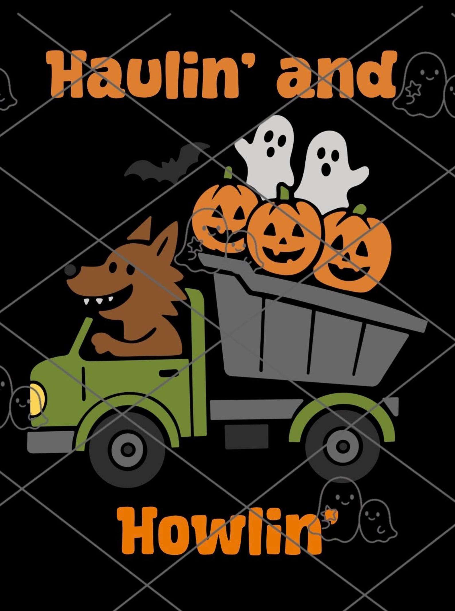 Haulin’ and Howlin’ SVG PNG | Halloween Dump Truck Clipart | Werewolf ...
