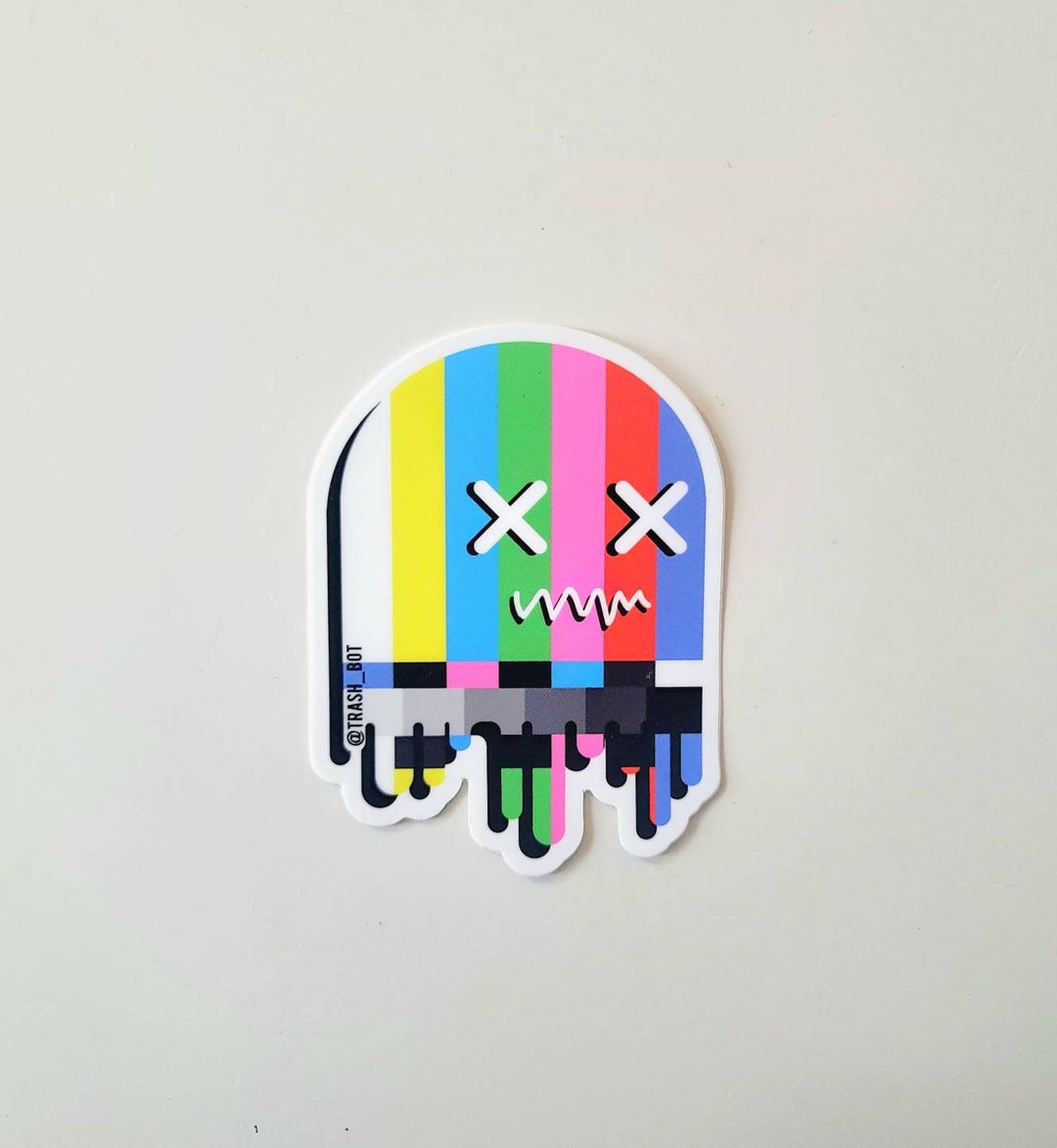 Trash_b0t Street Art Sticker | TV Bars Punk Glitch Error 404 Colorful ...