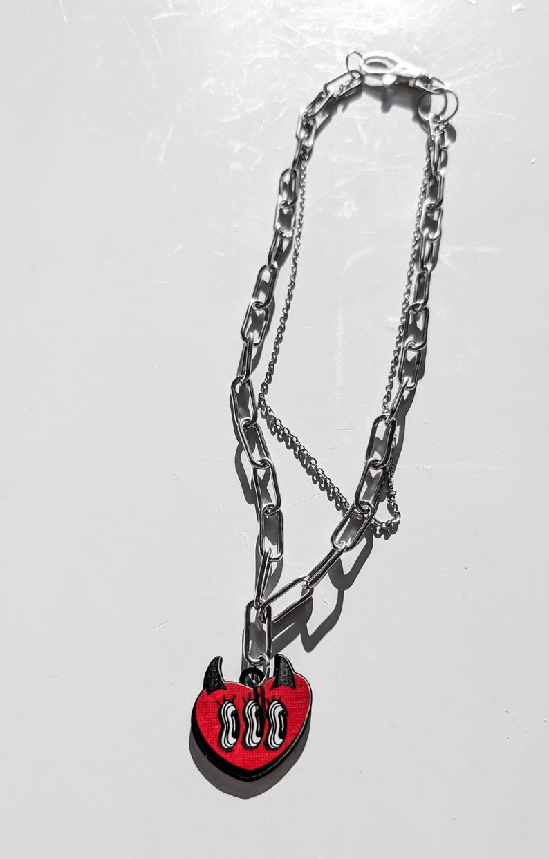 Trashb0t Street Art Retro Cartoon Devil Horn Heart Double Layer ...