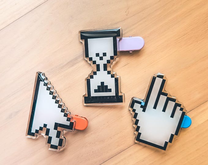 Y2K Vibe Old School Mouse Cursor Icons Hair Clip Accessory | Trash_b0t ...