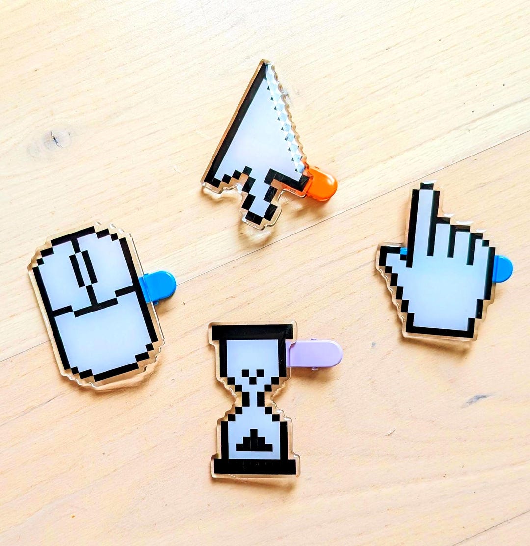 Y2K Vibe Old School Mouse Cursor Icons Hair Clip Accessory | Trash_b0t ...