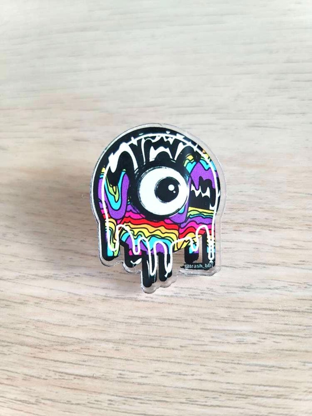 Kawaii Weird Rainbow Eyeball Monster Acrylic Pin | Trash_b0t Street Art ...