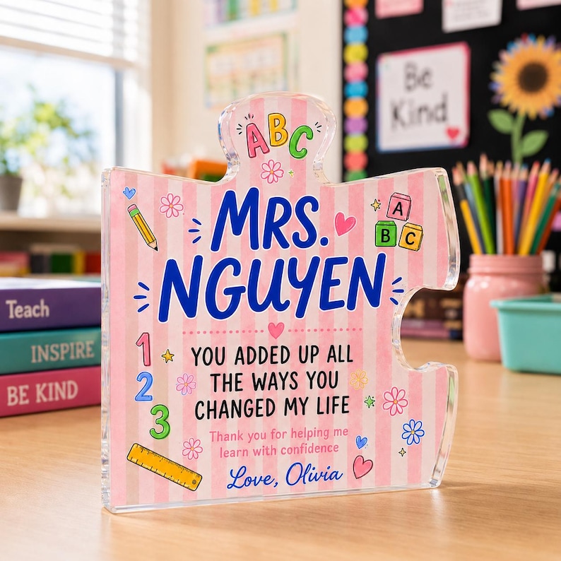 Personalized Teacher Appreciation Acrylic Puzzle Plaque, Custom Math ...