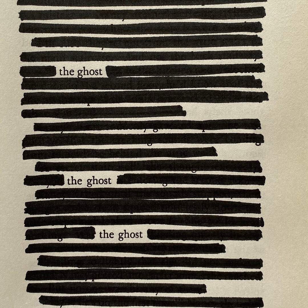 The Ghost Poetry Gift, Book Page Wall Art, Blackout Poetry Art, Book ...