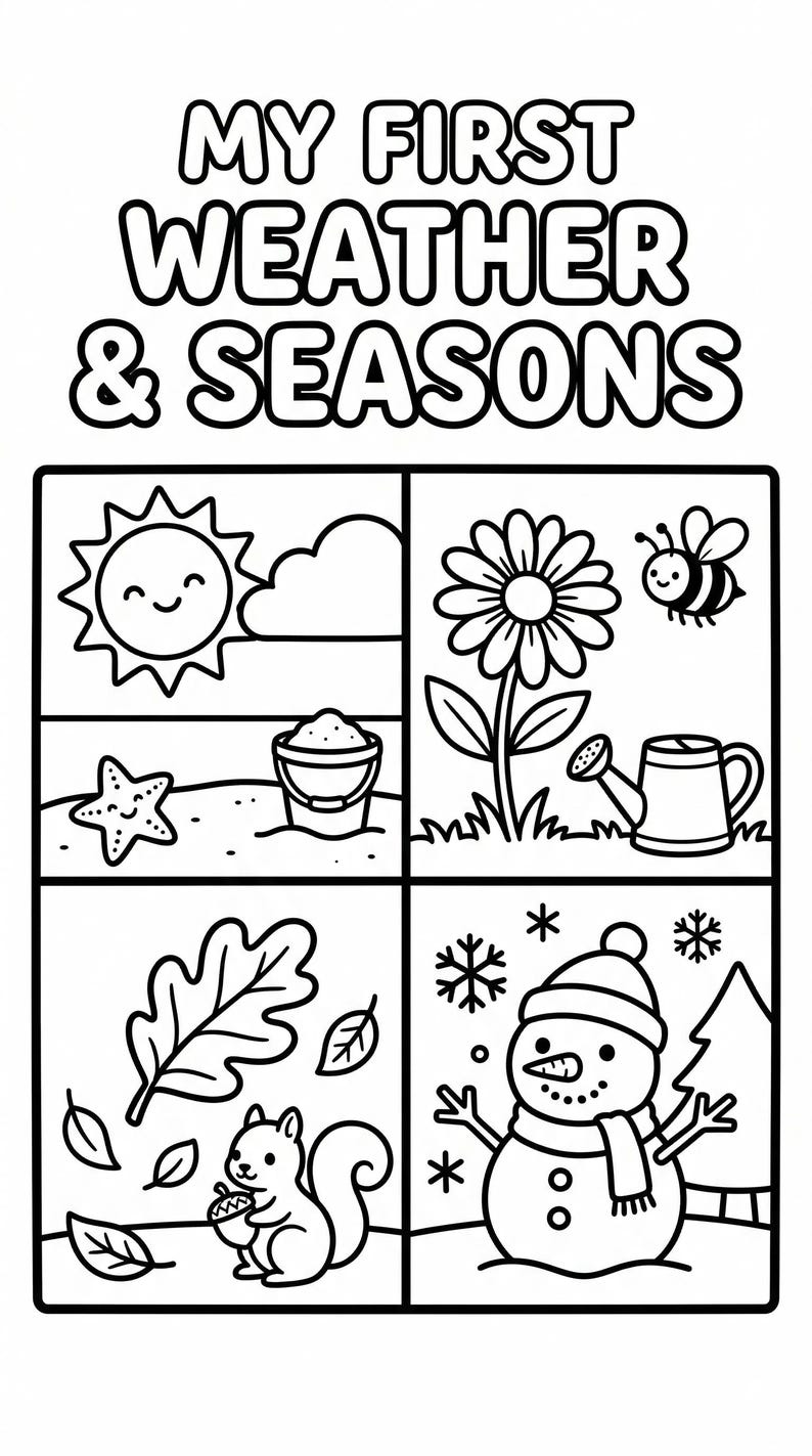 Weather Seasons Coloring Pages for Kids, Toddler Activity Book ...