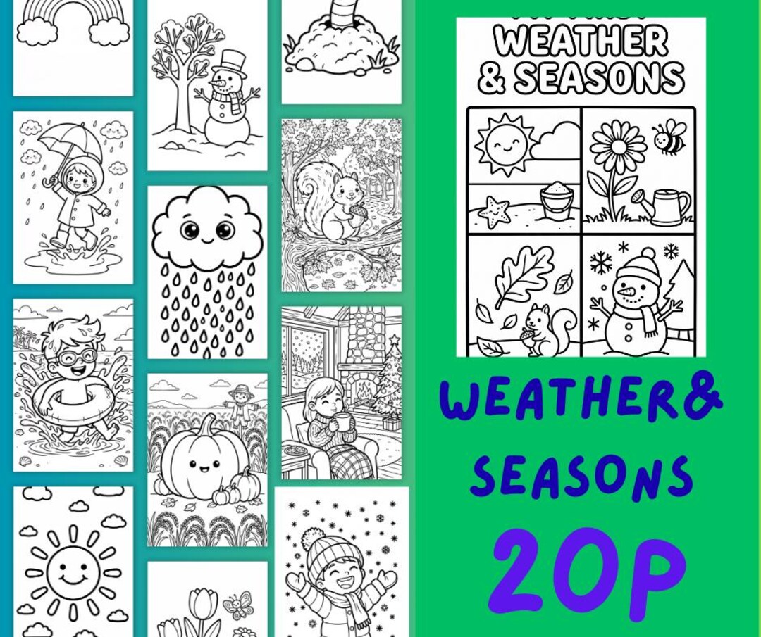 Weather Seasons Coloring Pages for Kids, Toddler Activity Book ...