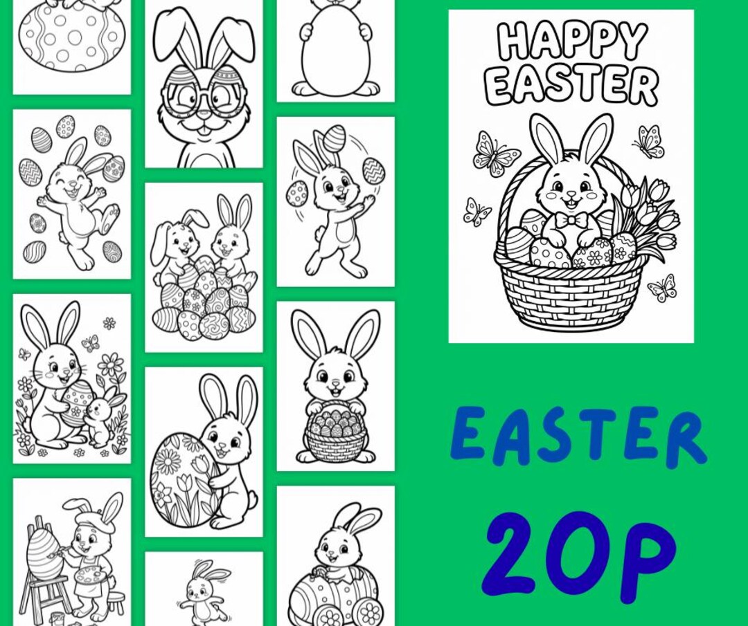 Easter Bunny Coloring Pages, Toddler Spring Activity Book (PDF Download ...