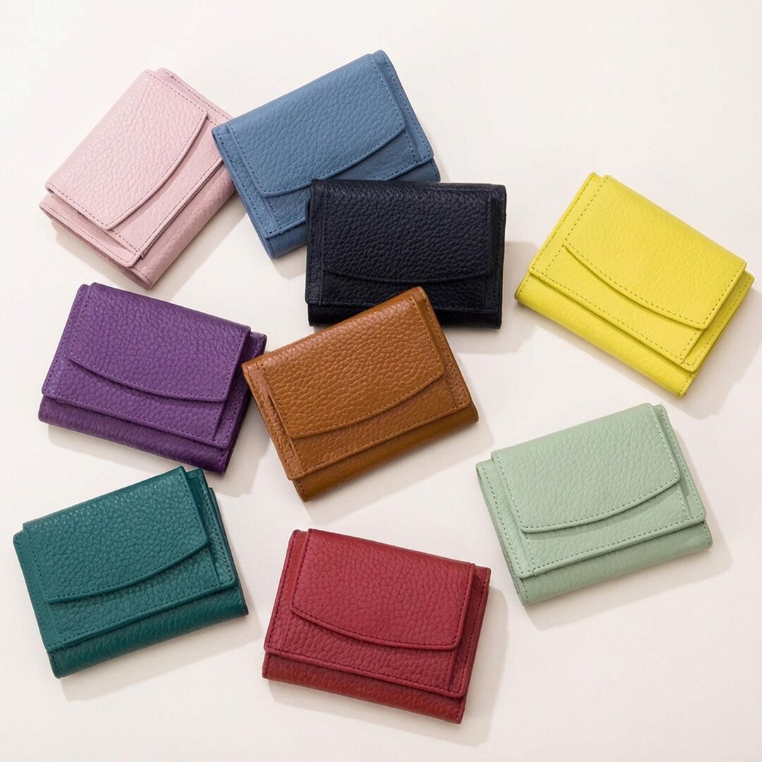 Slim RFID Leather Mini Wallet, Small Coin Purse, Compact Card Holder - Etsy