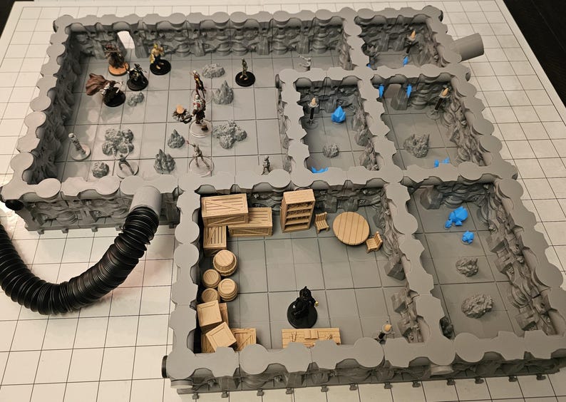 76pc Modular 3D Printable Cave Tiles STL | Fog Machine D&D Dungeon ...