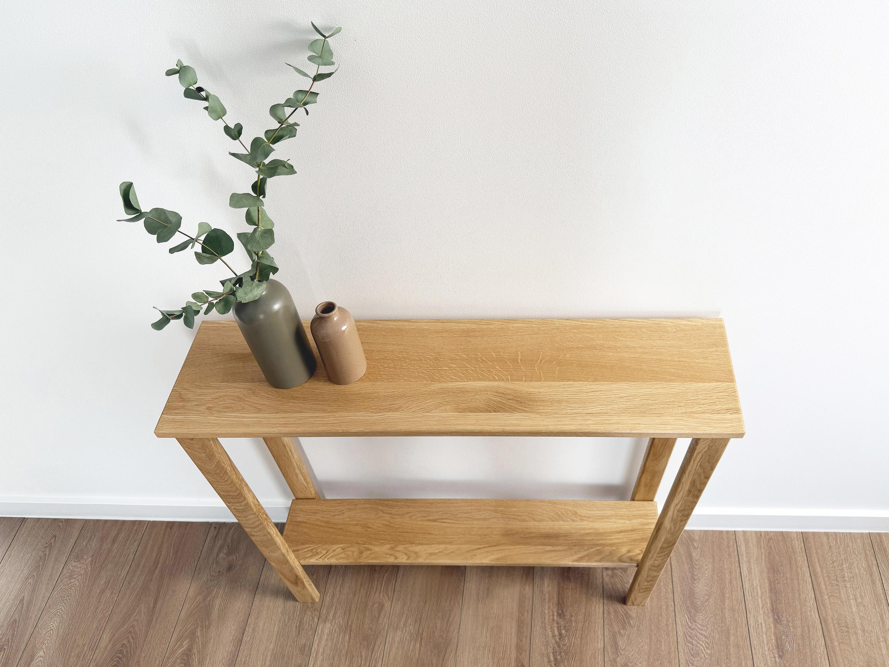 Narrow Oak Console Table – Minimalist Scandinavian Hallway Entryway ...