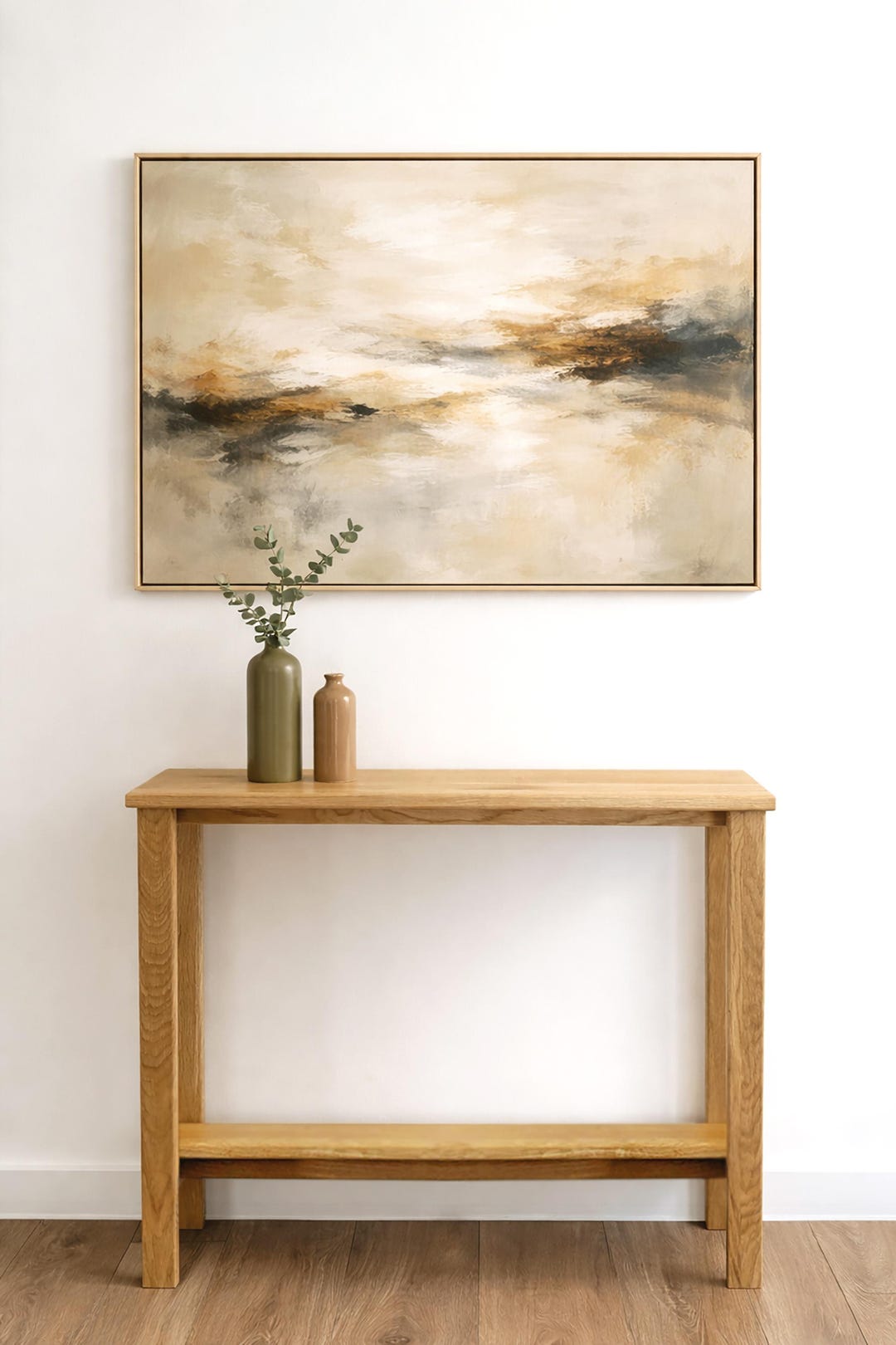 Narrow Oak Console Table – Solid Wood Scandinavian Entryway Table, Slim ...