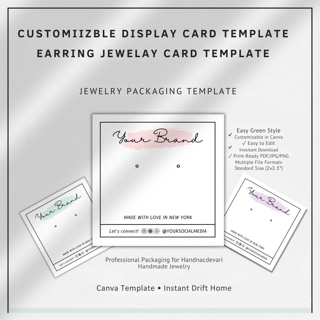 Printable Jewelry Display Card Template: Earring, Necklace, Bracelet ...
