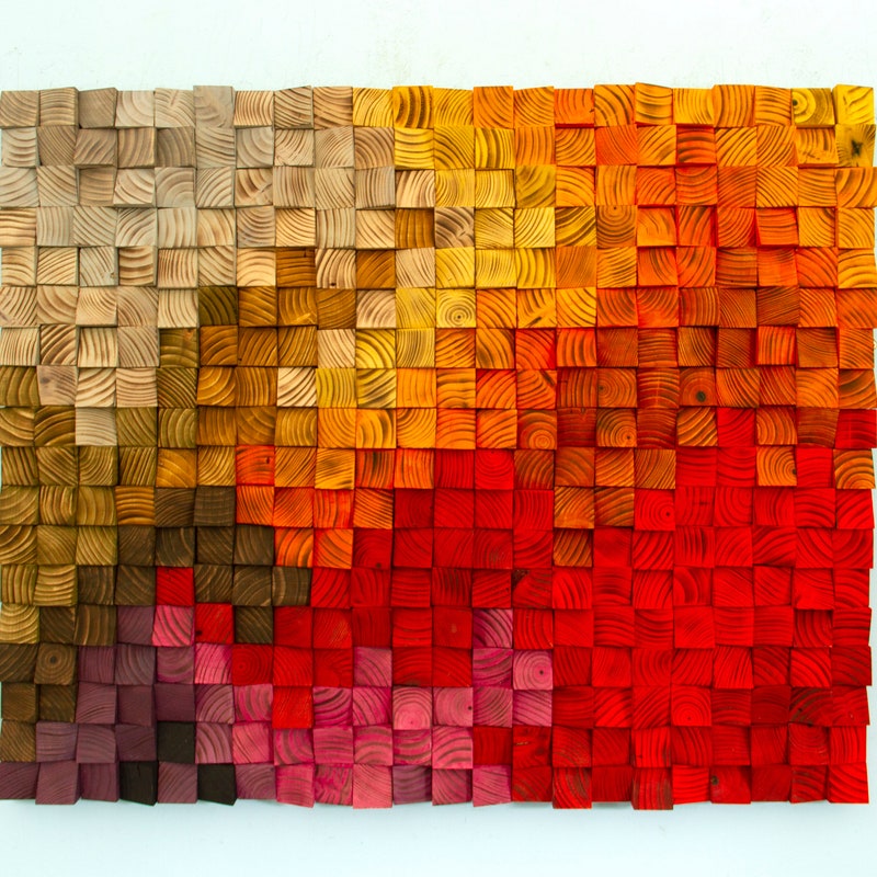 Wood Mosaic Wall Art - Etsy