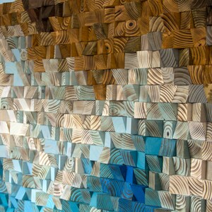Modern Wood Wall Art, Wood Mosaic, Geometric Art, Sound Diffusor, 2018 ...