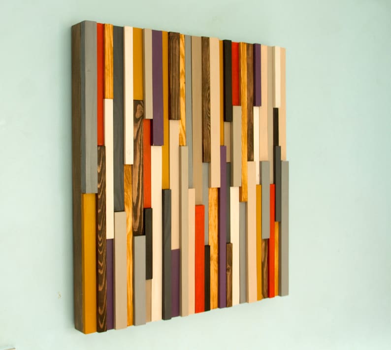 Reclaimed Wood art modern wood art 3D set of 2 | Etsy