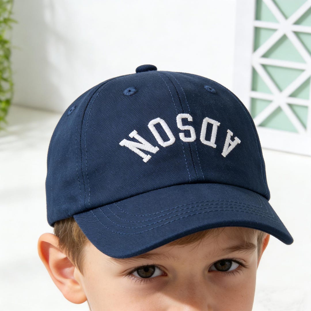 Custom Upside Down Name Embroidered Kids Hat, Childrens Hats, Denim ...