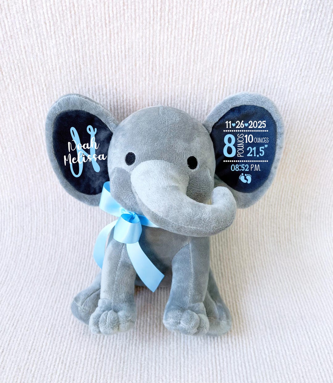 Custom Birth Stat Elephant, Newborn Baby Keepsake - Etsy