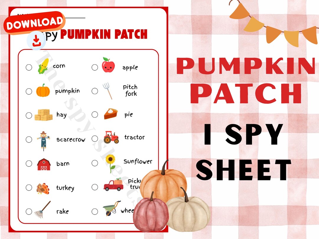PUMPKIN PATCH I SPY Fall Activity Sheet - Etsy