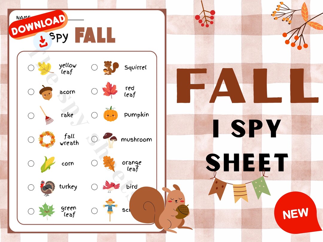 FALL I SPY Fall Activity Sheet - Etsy