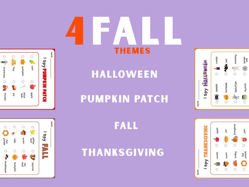 I SPY Fall Activity Sheets | Haloween | Pumpkin Patch | Fall ...