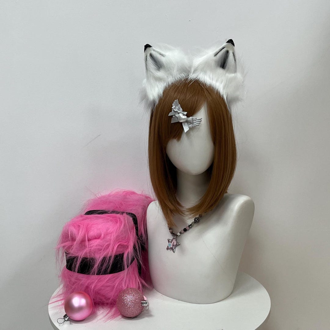 Realistic White & Black Wolf Ears: Cosplay Furry Headband - Etsy