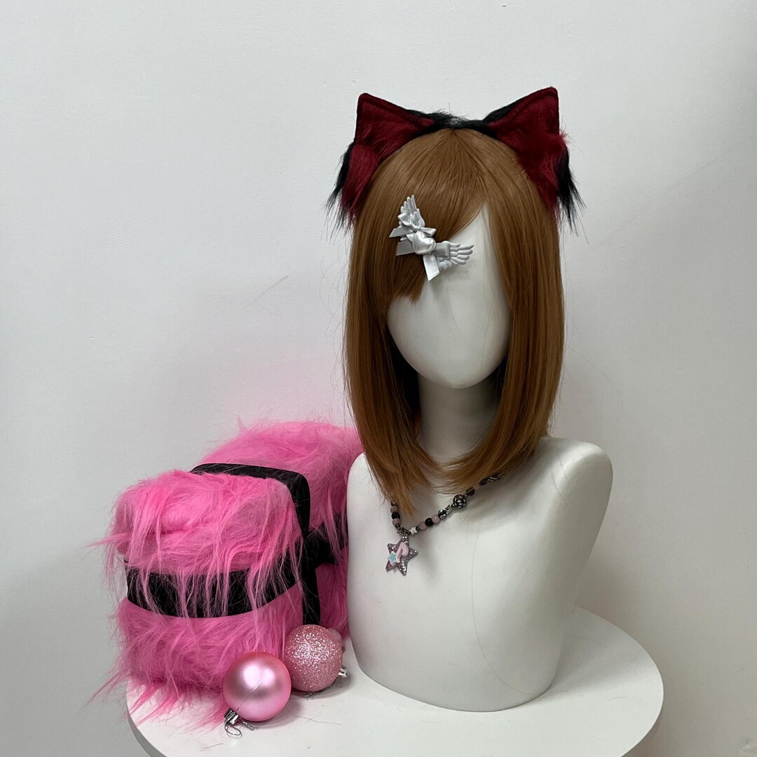 Realistic MAROON AND BLACK Wolf Ears: Cosplay Furry Headband - Etsy