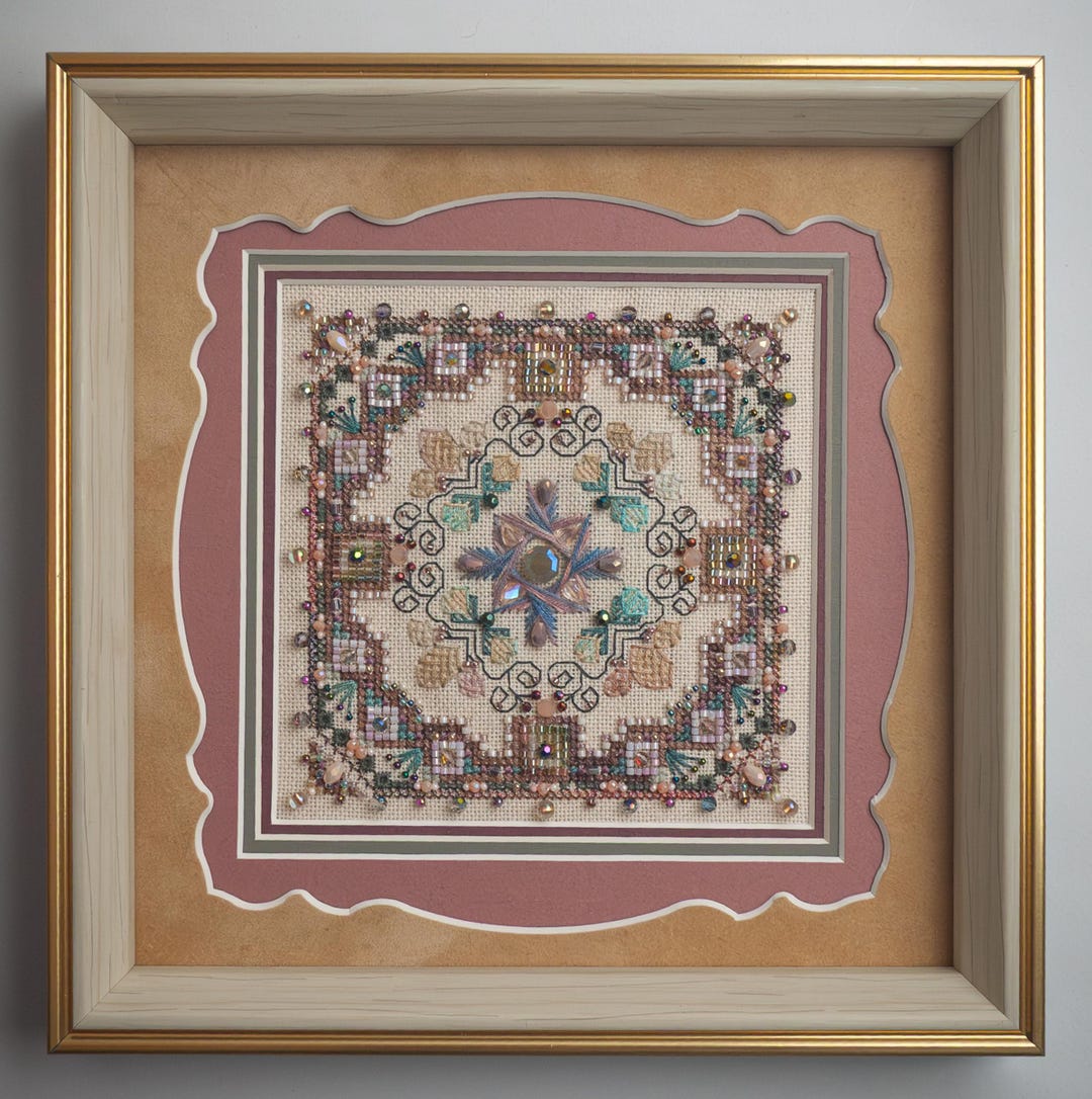 Gilded Bloom Cross Stitch & Beading Kit: Floral Needlework - Etsy