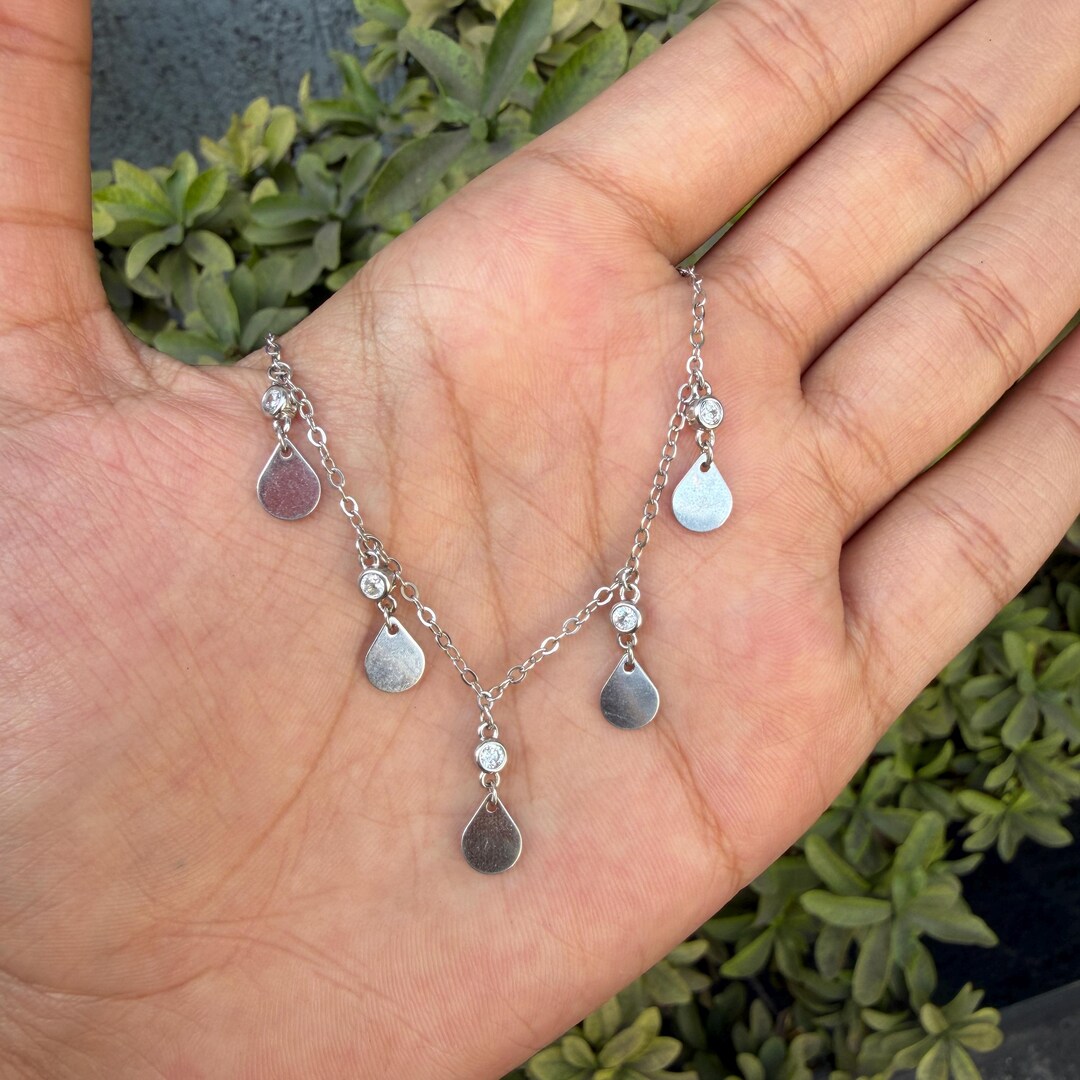 Silver Shade Teardrop Necklace - Etsy