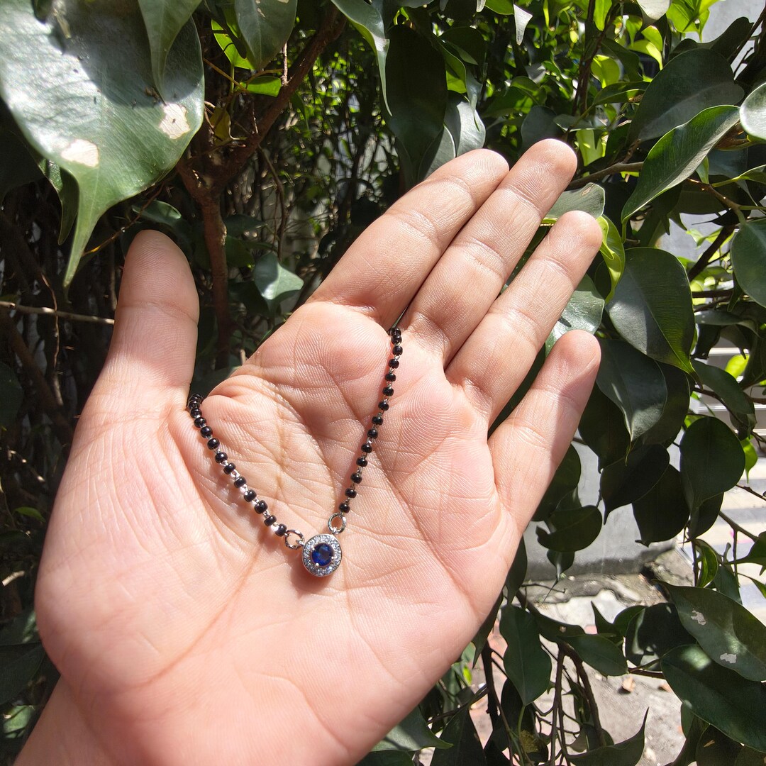 Silver Blue Stone Mangalsutra - Etsy