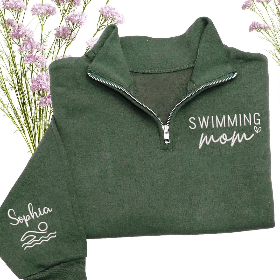 Swimming Mom Custom Quarter Zip Sweatshirt, Personalized Sports Mom ...