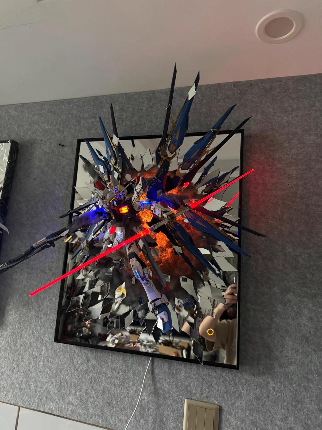 3D Gundam Explosion Diorama: LED Light-up Anime Mecha Wall Art - Etsy