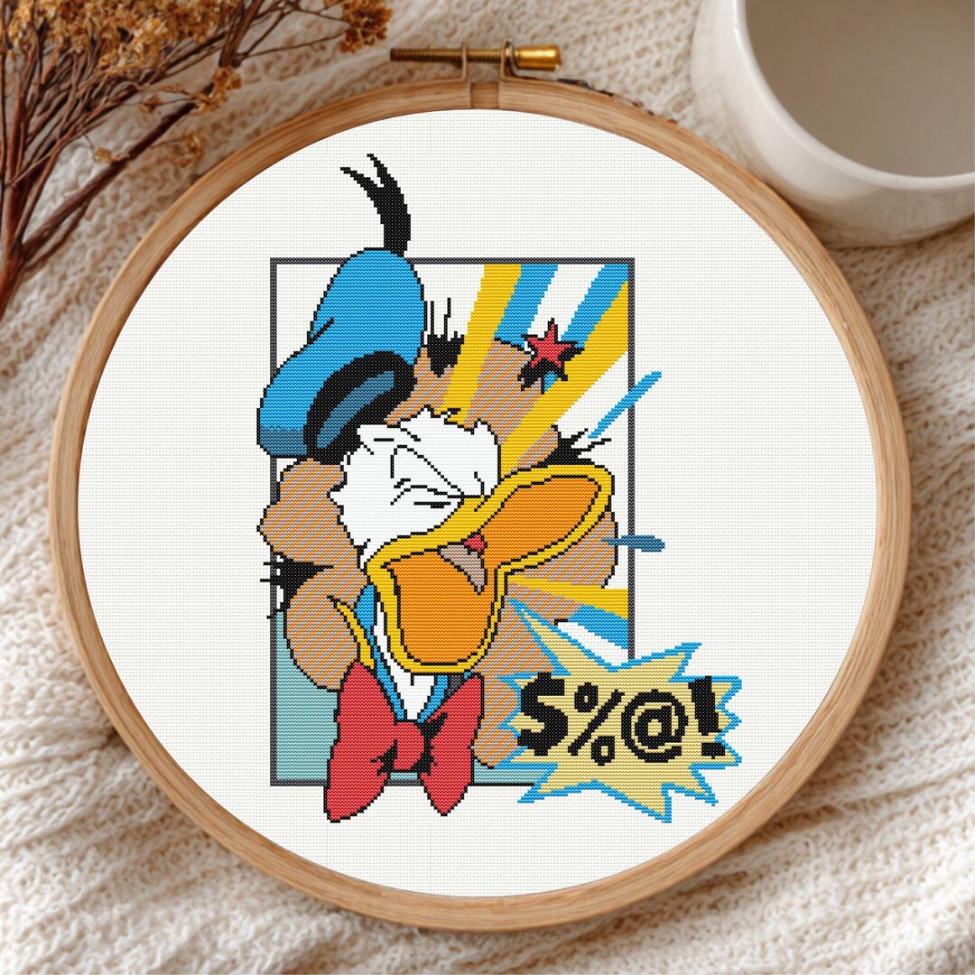 Donald Duck Cross Stitch Pattern – Pop Art Explosion Design, Digital ...