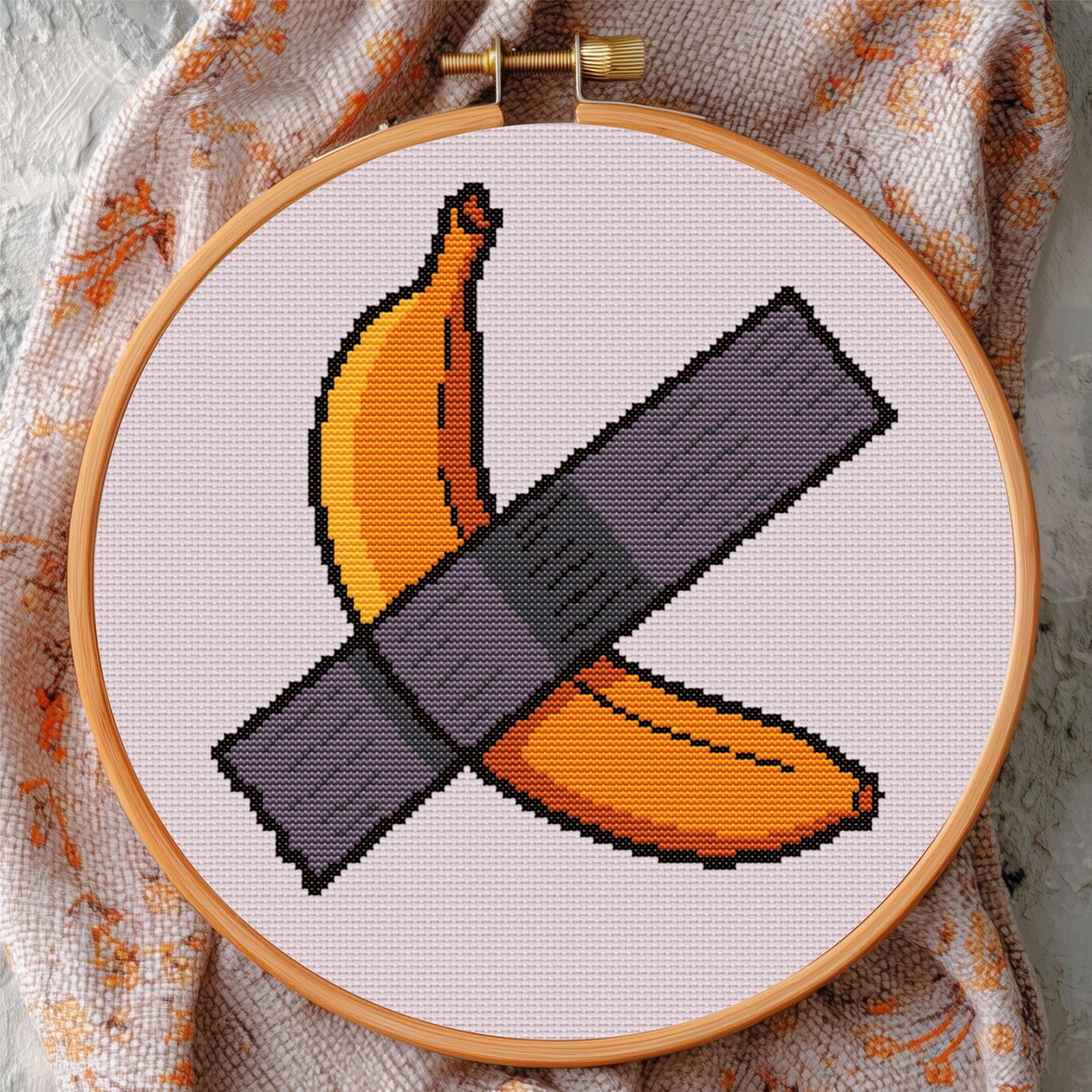 Funny Banana Cross Stitch Pattern – Modern Art Parody Design, Digital ...