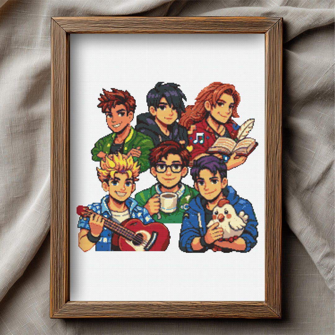 Stardew Valley Boys Cross Stitch Pattern – Sam Sebastian Elliott Shane ...