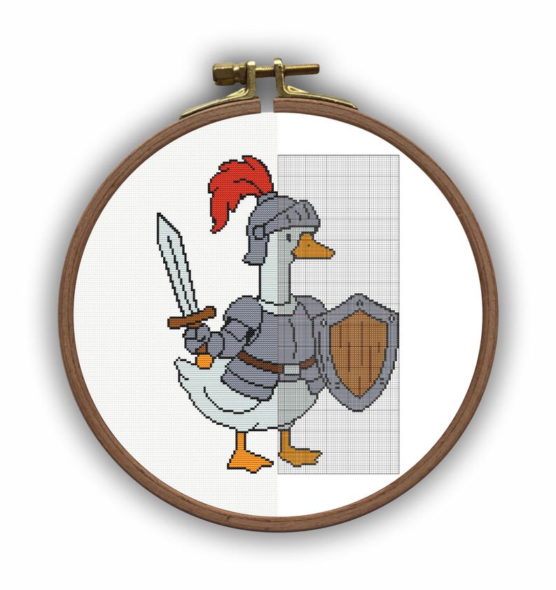 Medieval Knight Goose Cross Stitch Pattern – Armored Goose Warrior ...