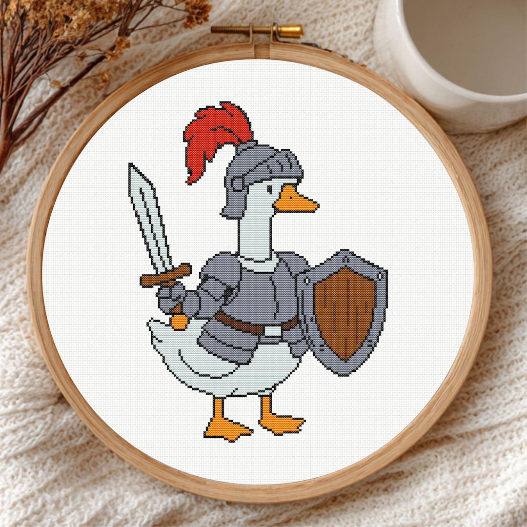 Medieval Knight Goose Cross Stitch Pattern – Armored Goose Warrior ...