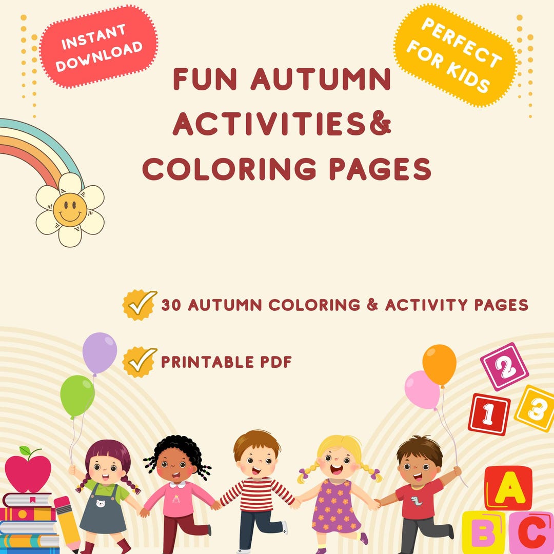 Fall Activity Pack: Autumn Coloring Pages for Kids (PDF) - Etsy
