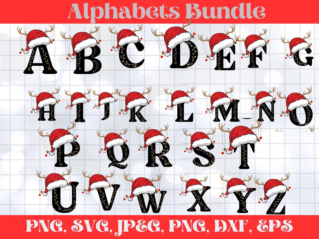 Christmas Alphabet SVG, Santa Hat Letters & Numbers, A-Z Letters Svg ...