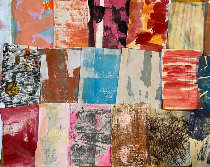 Pack No.261 Selection of 21 Printed and Painted Pieces of Paper UK A5 ...