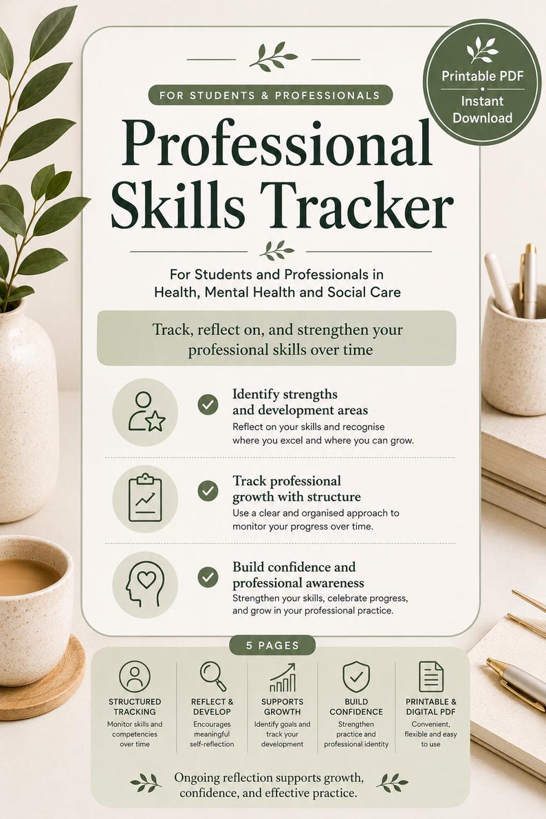 Professional Skills Tracker | Reflective Practice Workbook for ...