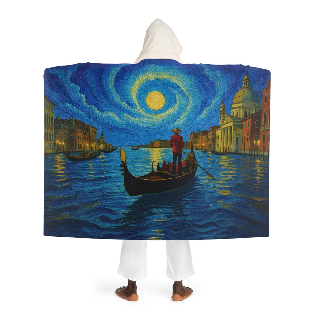Van Gogh Venice Art Blanket – Moonlight Gondola Throw, Starry Night ...