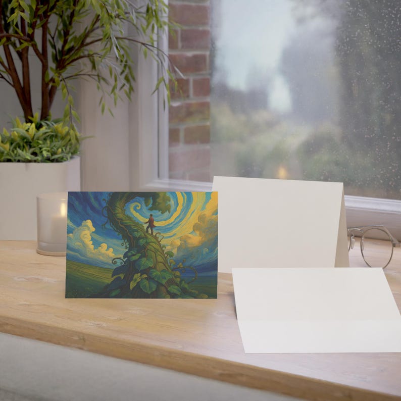 Van Gogh Jack and the Beanstalk Art: Whimsical Greeting Card - Etsy
